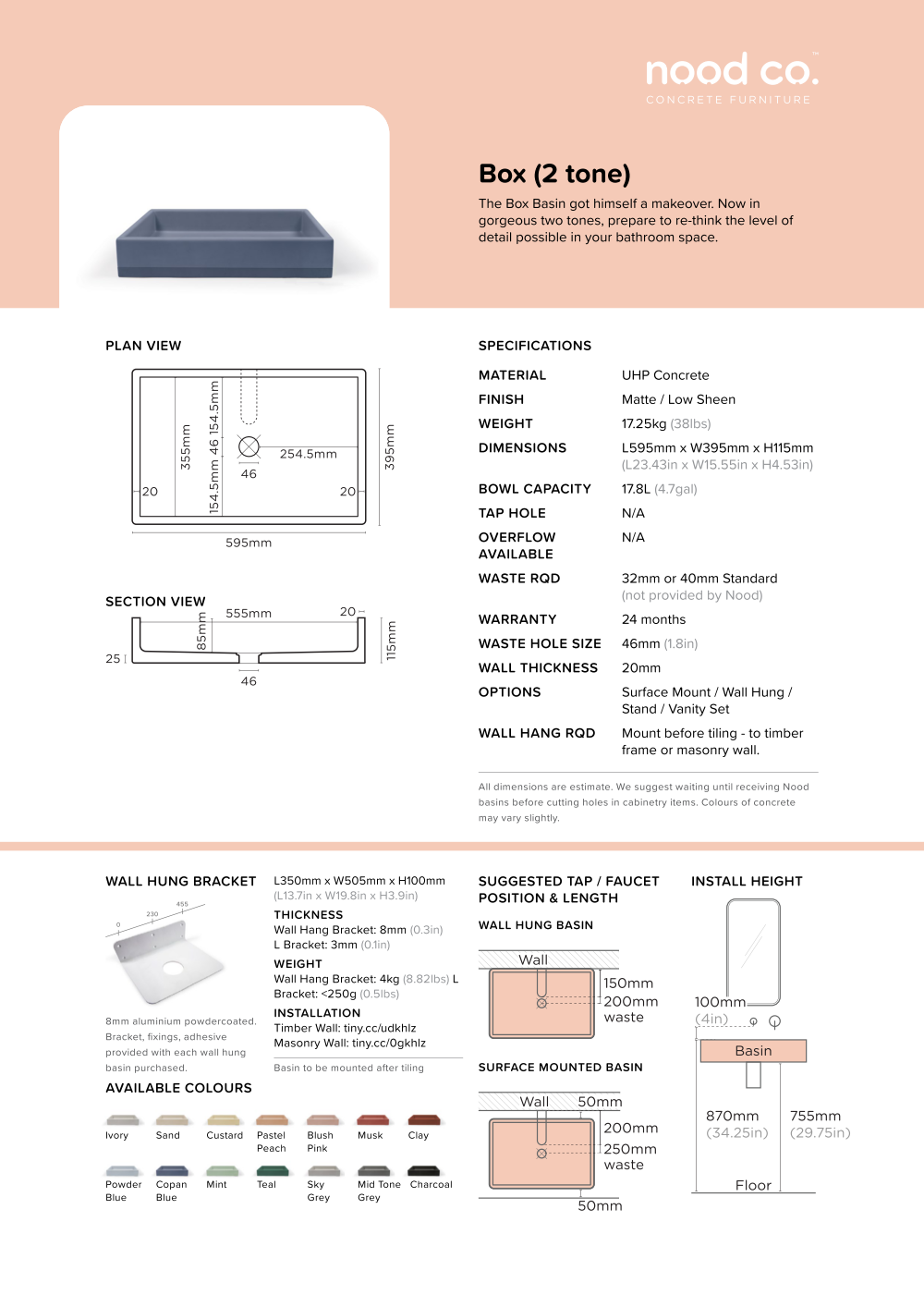 Nood Co. BOX BASIN TWO TONE - SURFACE MOUNT - CUSTARD - Flooring ...
