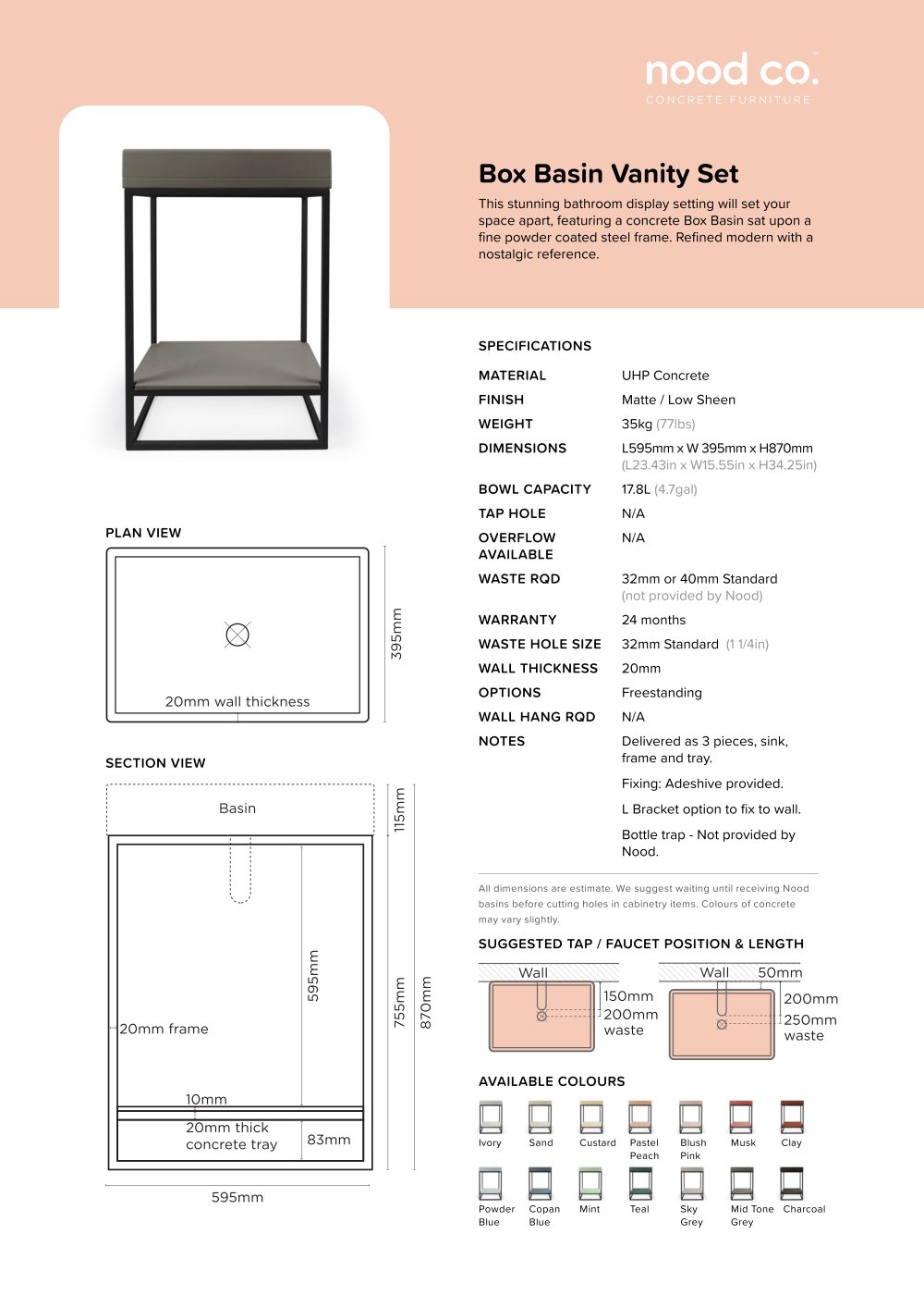 Nood Co. BOX BASIN - WALL HUNG - MORNING MIST - Flooring Bathrooms ...