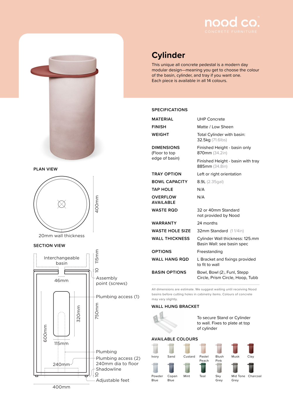 Nood Co. CYLINDER - STEPP CIRCLE BASIN - CLAY - Flooring Bathrooms ...