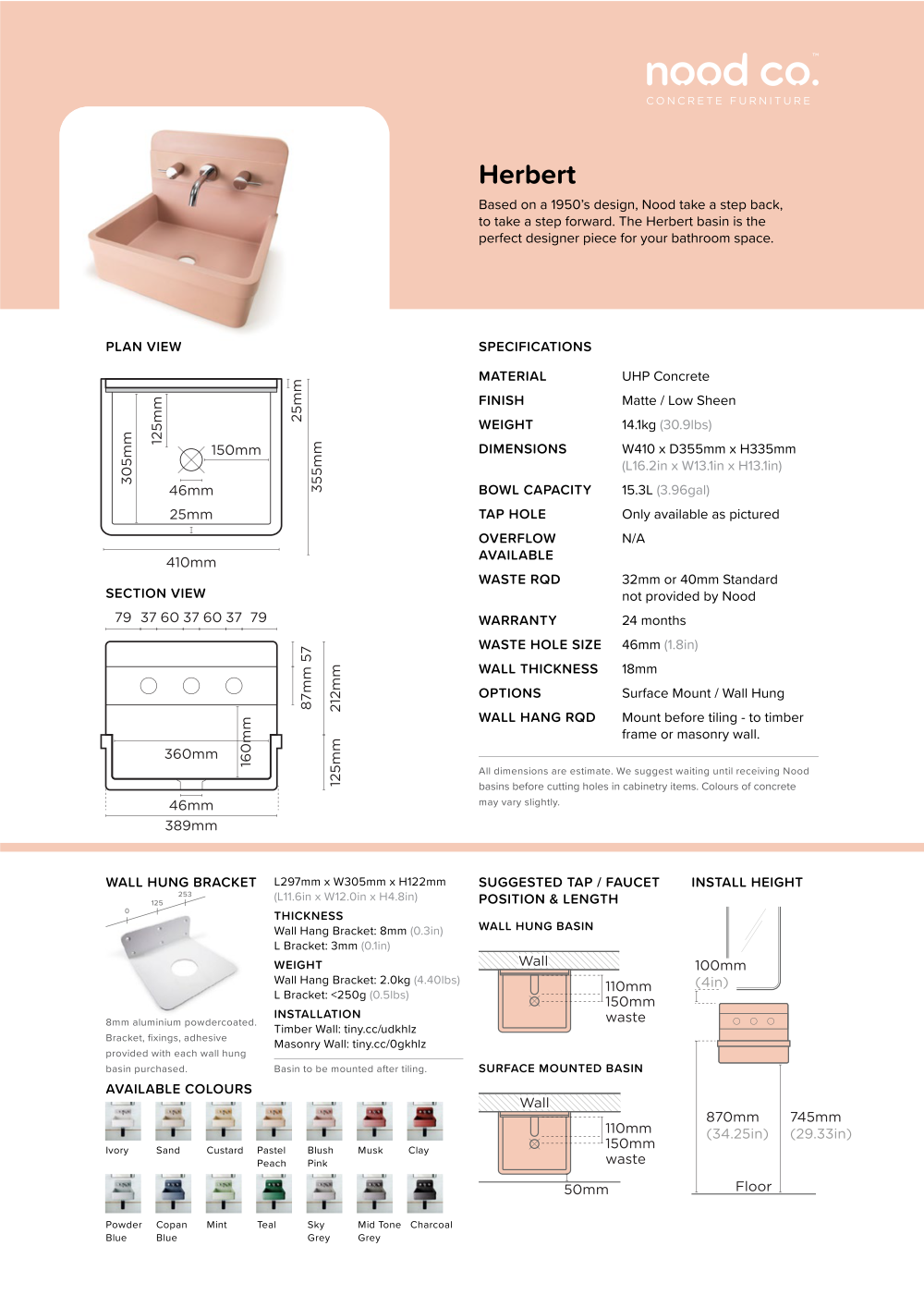 Nood Co. HERBERT BASIN - ONE TONE - SURFACE MOUNT - ROWBOAT - Flooring ...
