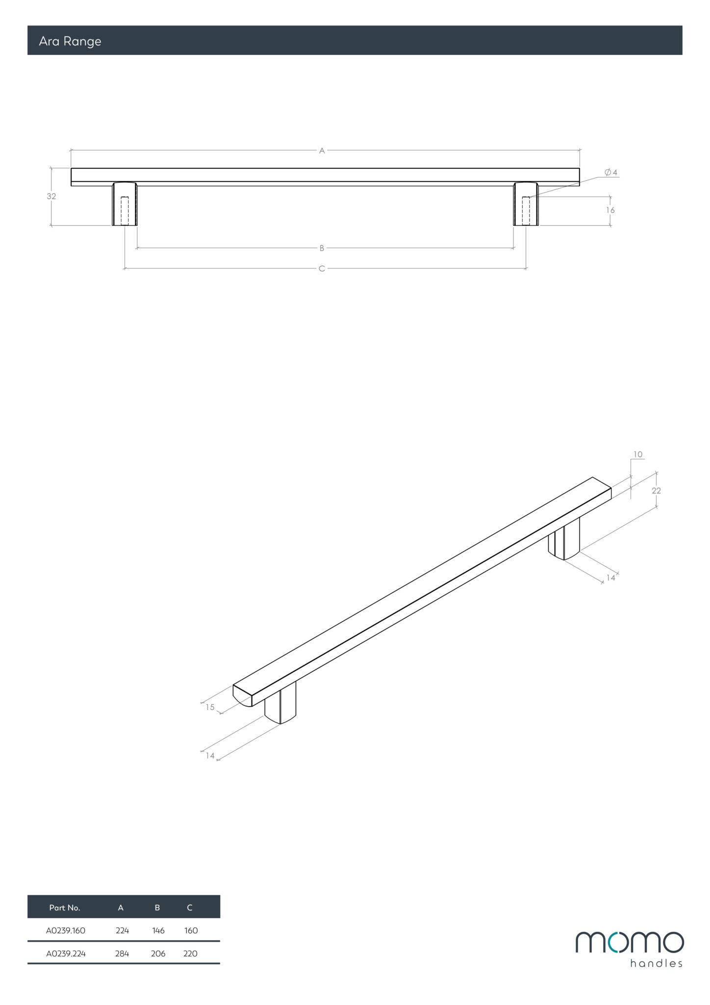 Momo Ara Timber D Handle 224mm In - Walnut - Flooring Bathrooms Interiors